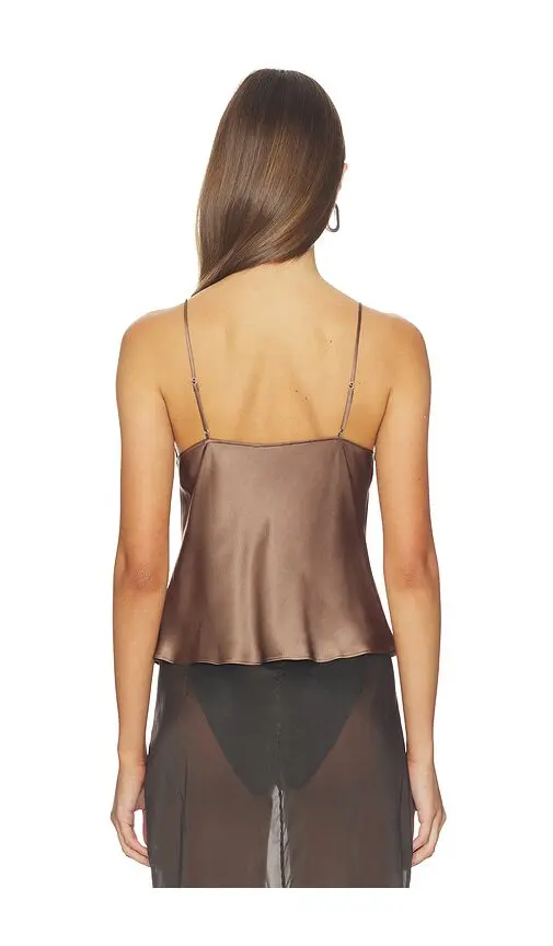 L'Agence Calista Cowl Neck Cami Top In Silk - Brown