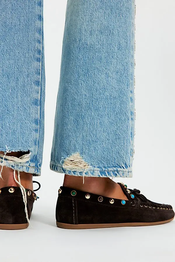 BIBI LOU Embellished Suede Boat Shoes