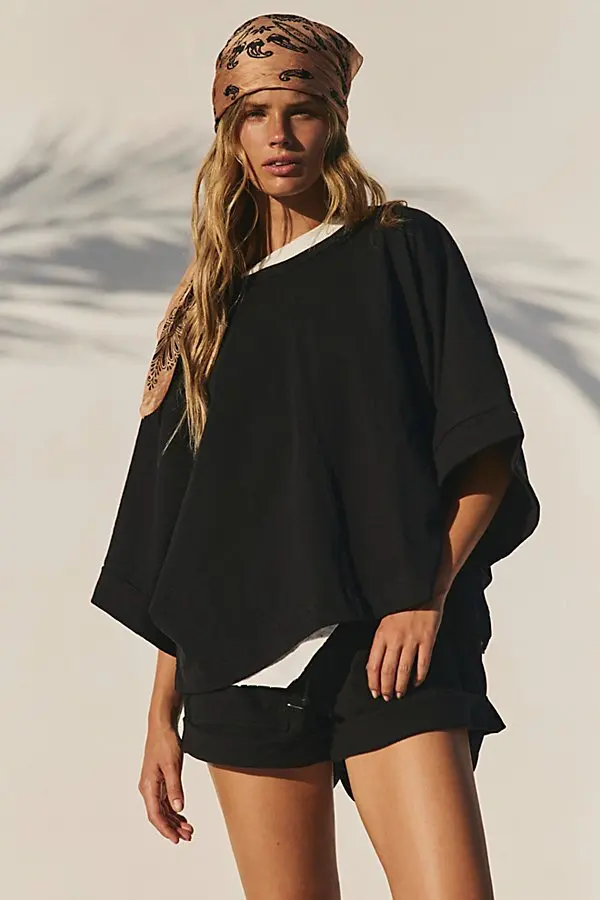 Free People Leandra Heavyweight Cotton Short Set - Black