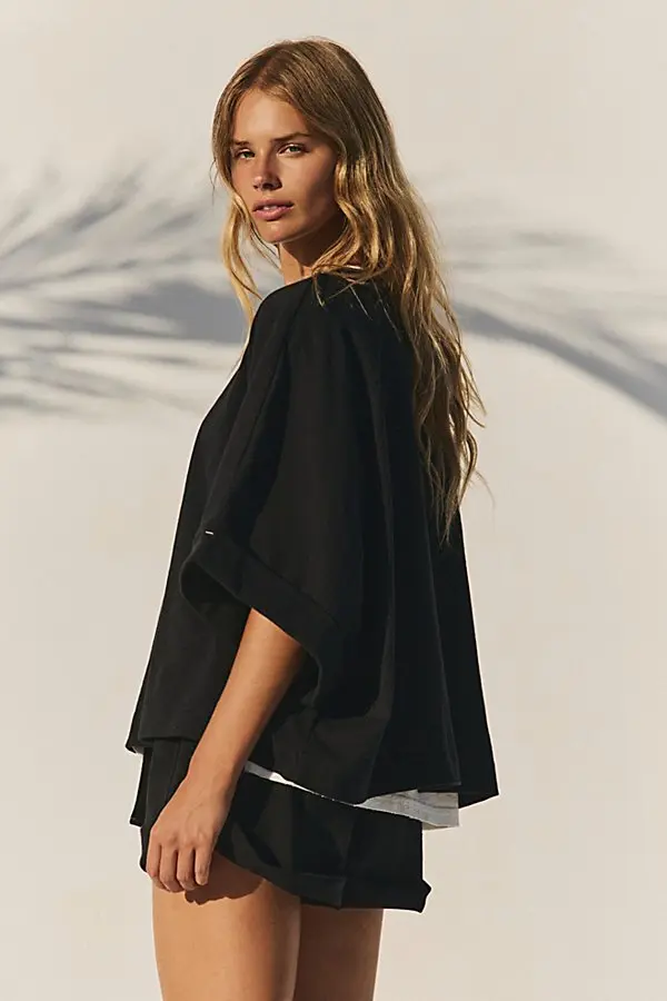 Free People Leandra Heavyweight Cotton Short Set - Black