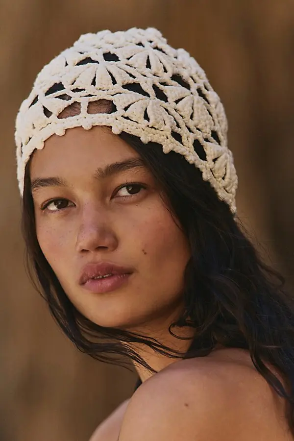 Free People Cora Crochet Cap - Antique Ivory