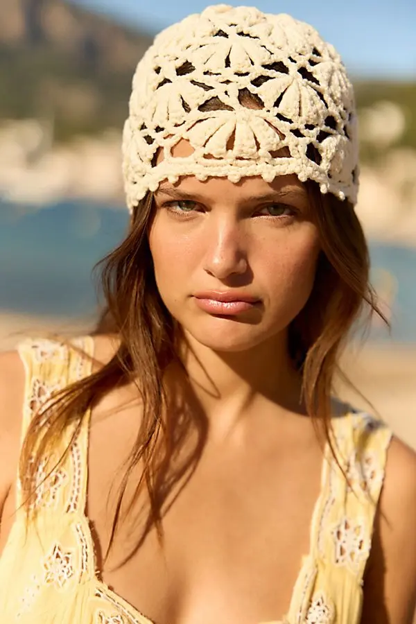 Free People Cora Crochet Cap - Antique Ivory