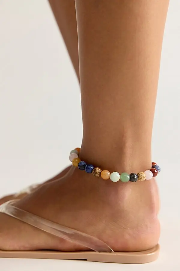 Free People Paloma Semiprecious Stone Anklet - Multi Stone