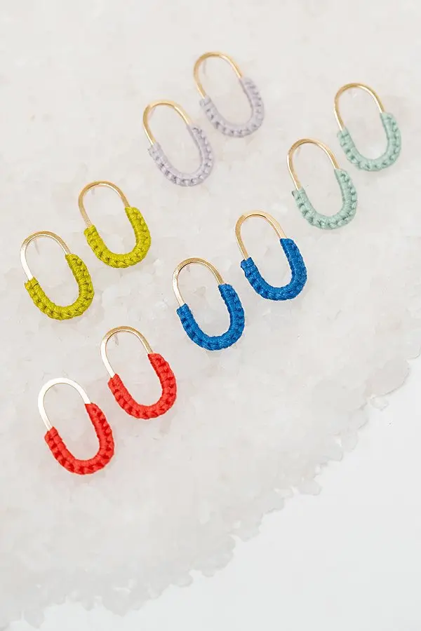 TWENTY TWO WEST Mini Macramé Link Earrings - Blue
