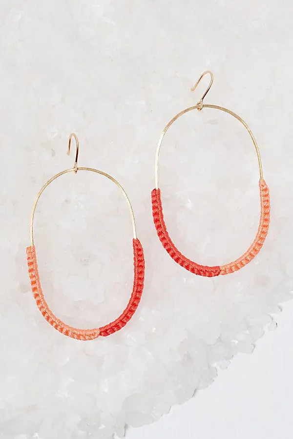 TWENTY TWO WEST On The Move Macramé Drop Earrings - Peach