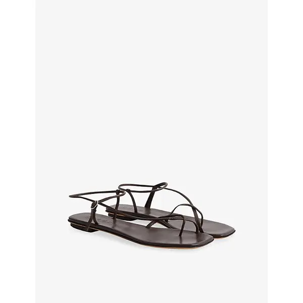Soeur Rosalie Flat Leather Sandals - Marron