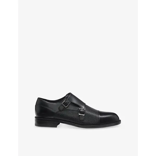 BOSS Buckle Leather Monk Shoes