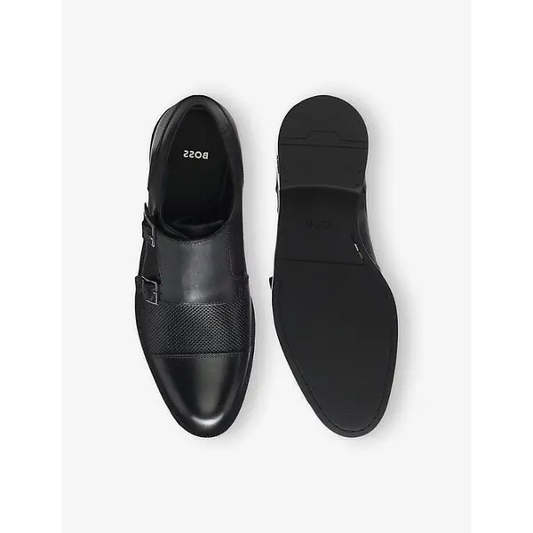 BOSS Buckle Leather Monk Shoes