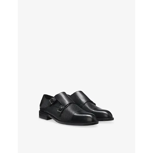 BOSS Buckle Leather Monk Shoes