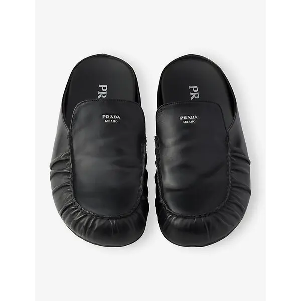 Prada Logo-print Leather Mules - Black