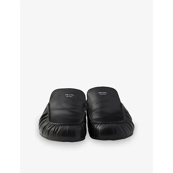 Prada Logo-print Leather Mules - Black
