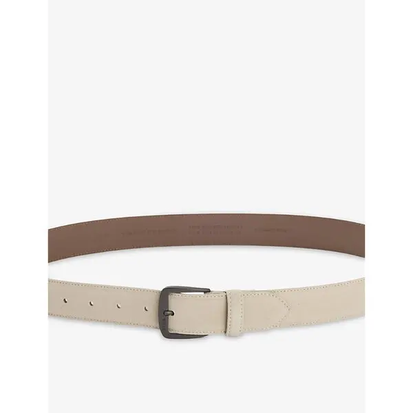 BOSS Branded-buckle Suede Belt - Open White