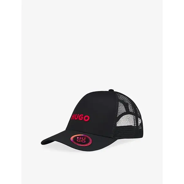 Hugo Cotton And Mesh Trucker Cap - Black