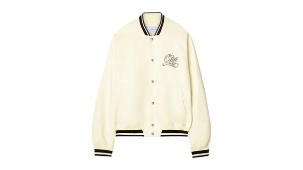 Off-White Italic Linen Souvenir Varsity Jacket