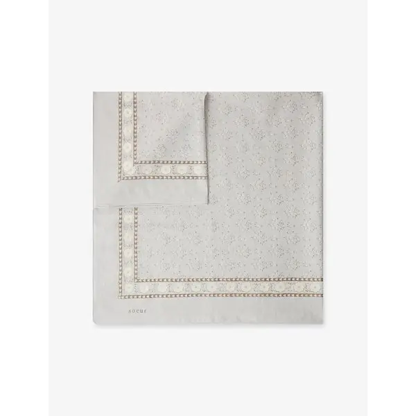 Soeur Classique Cotton-voile Scarf - Gris Clair/blanc