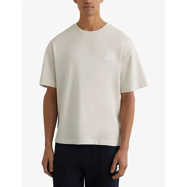REISS Rainer Logo-embroidered Cotton-jersey T-shirt - White