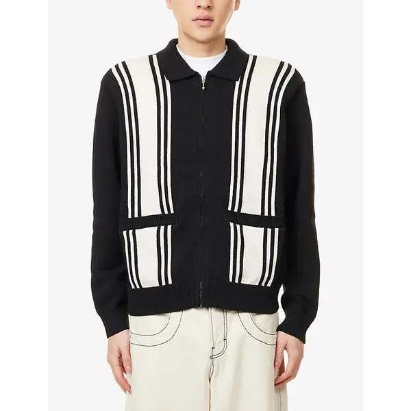 Obey Cotton-blend Zip-up Cardigan - Black