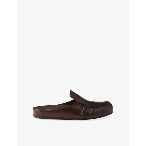 Prada Logo-print Leather Mules - Brown