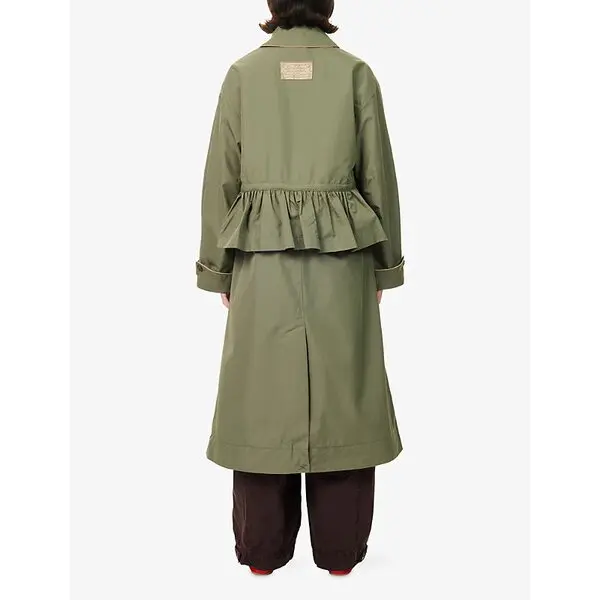 DAMSON MADDER Myrtle Frilled Cotton-blend Trench Coat - Sage