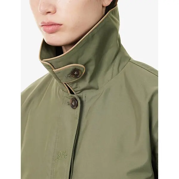 DAMSON MADDER Myrtle Frilled Cotton-blend Trench Coat - Sage