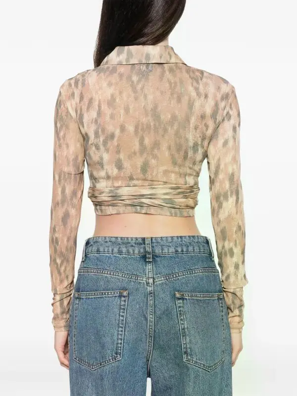 GANNI Tie-waist Animal Print Shirt
