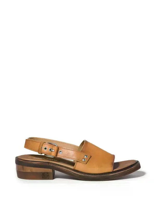 Miu Miu Buckled Leather Slingback Sandals