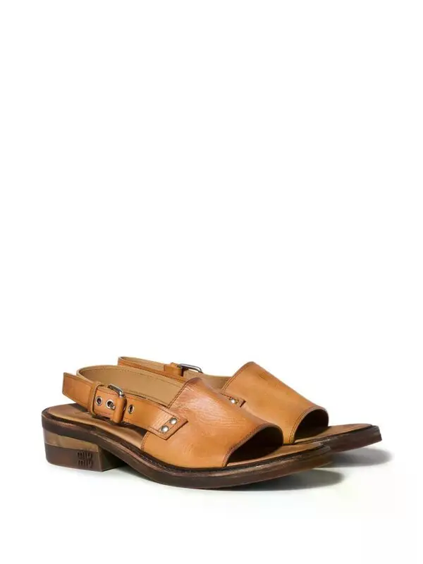 Miu Miu Buckled Leather Slingback Sandals
