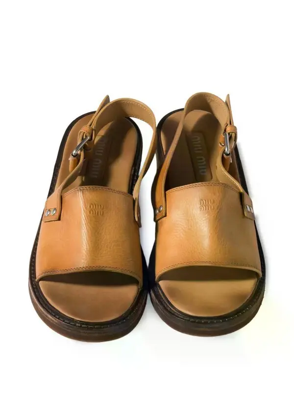 Miu Miu Buckled Leather Slingback Sandals