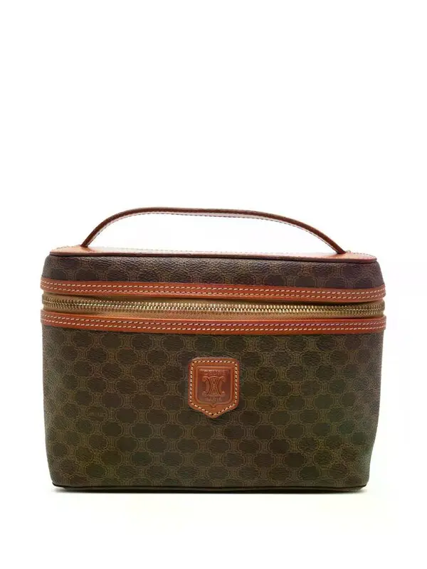 Celine 20th Century Macadam Coated Canvas Vanity Bag - Brown