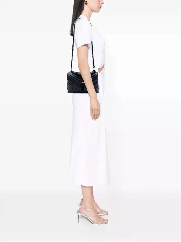 Saint Laurent 2016 Medium Chevron Sheepskin Monogram College Satchel - Black