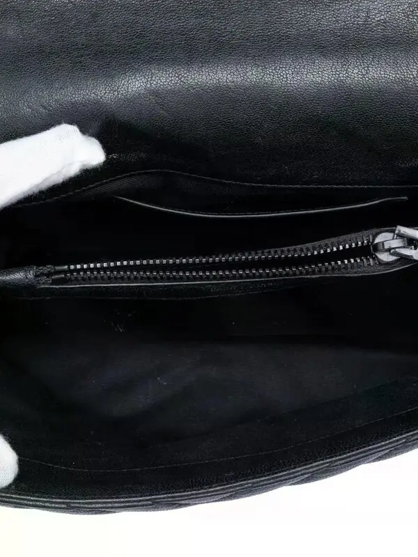 Saint Laurent 2016 Medium Chevron Sheepskin Monogram College Satchel - Black