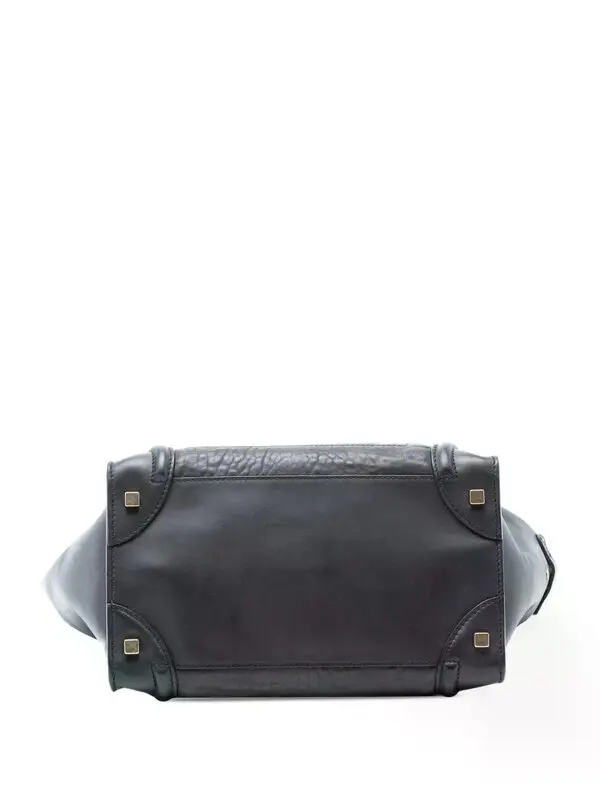 Celine 2011 Mini Embossed Calfskin Luggage Tote Handbag - Black