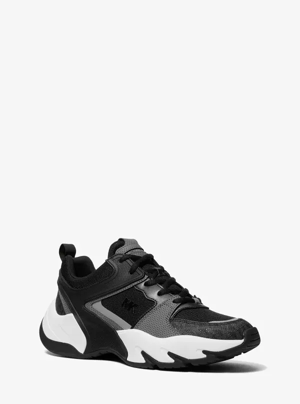 Michael Kors Chase Mixed-media Trainer - Black
