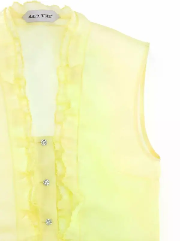 Alberta Ferretti Embellished Ruffled Top - Yellow