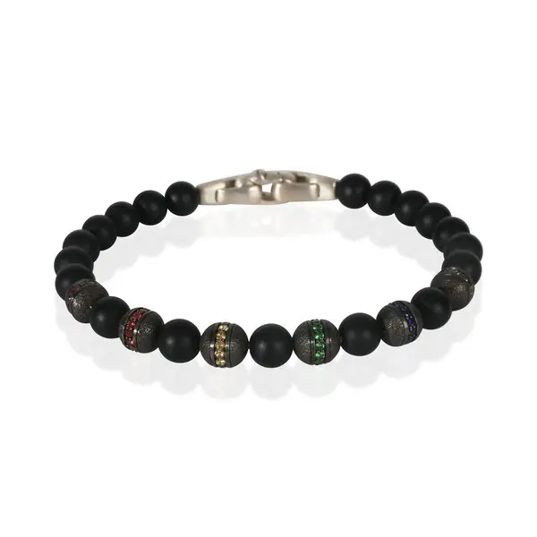 David Yurman Sterling Silver Onyx Spiritual Bead Bracelet - Sterling_silver
