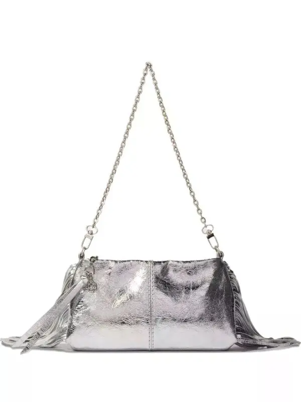 Maje Fringed-embellishment Clutch Bag - Silver