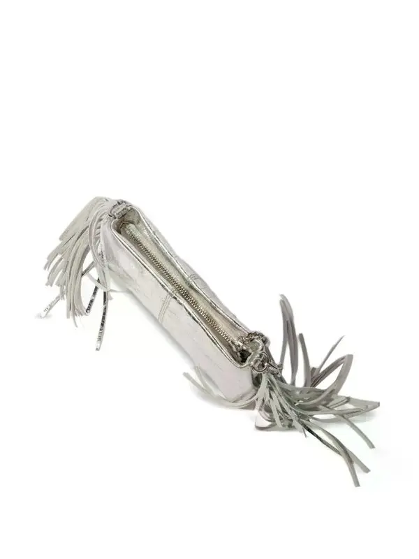 Maje Fringed-embellishment Clutch Bag - Silver