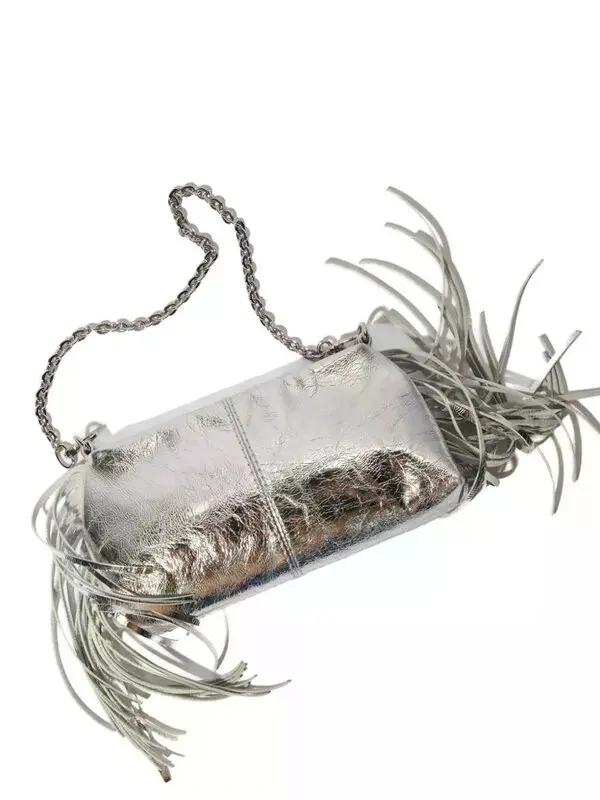 Maje Fringed-embellishment Clutch Bag - Silver