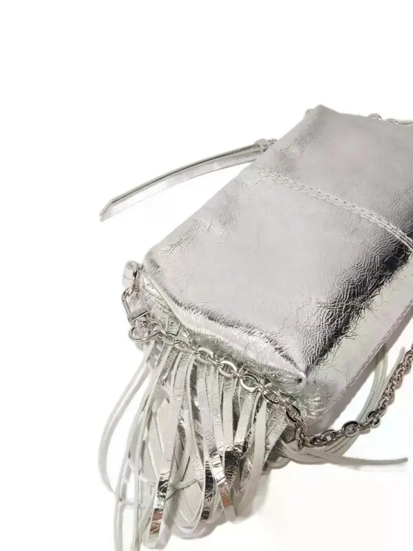 Maje Fringed-embellishment Clutch Bag - Silver