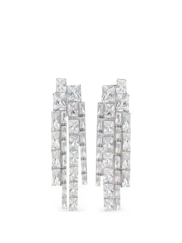 SELF-PORTRAIT Rectangular Cascade Earrings - Silver
