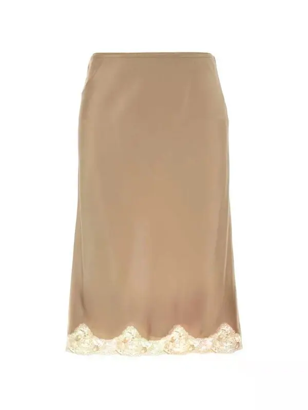 Saint Laurent Lace Trim Satin Skirt