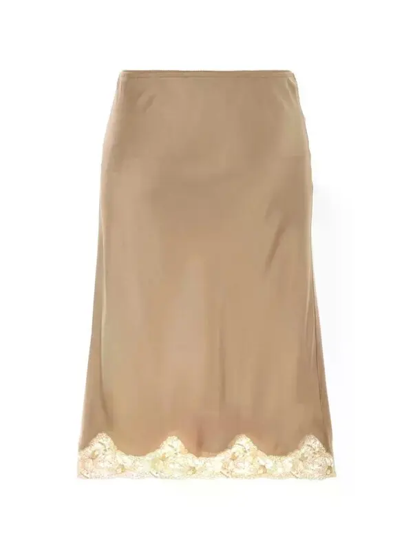 Saint Laurent Lace Trim Satin Skirt