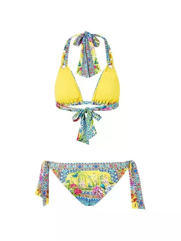 Camilla Floral-print Tie Bikini Set