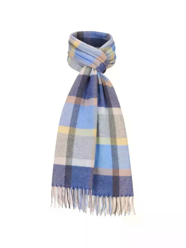 CHELSEY IMPORTS Plaid Cashmere Scarf - Blue