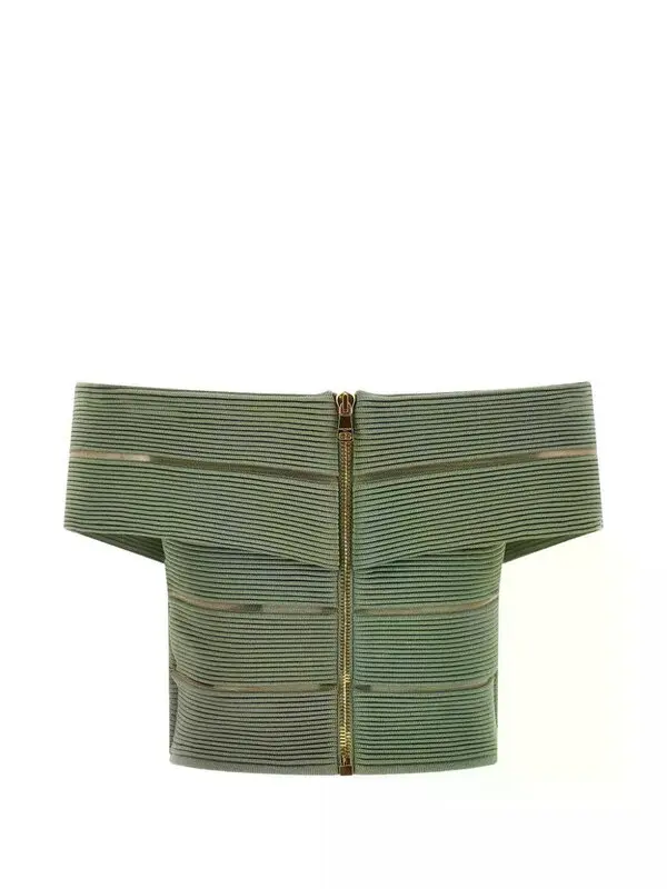 Balmain Off-the-shoulder Zip-fastening Top