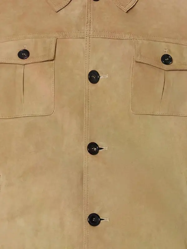 Peuterey Suede Buttoned Jacket With Patch Pockets