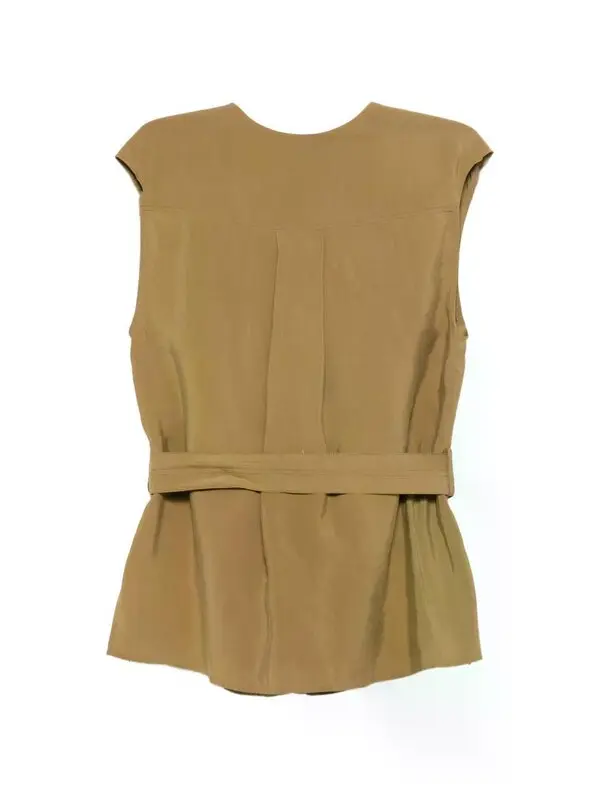 ALYSI Belted Sleeveless Top With Draped Detailing
