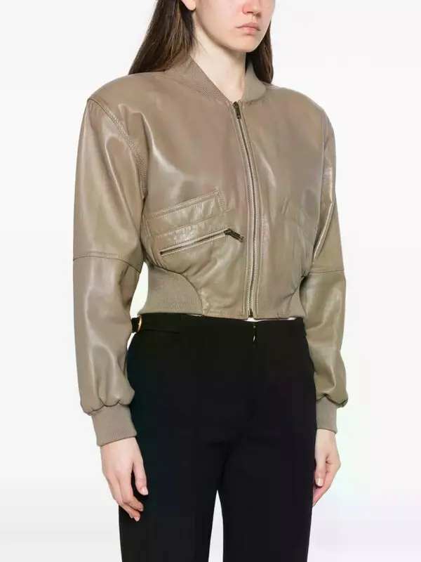 Chloé Padded-shoulders Cropped Leather Jacket