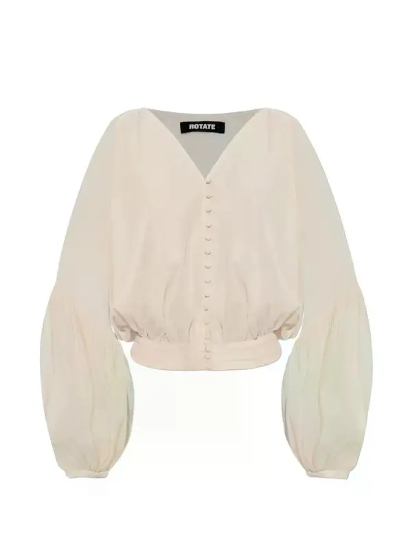 ROTATE BY BIRGER CHRISTENSEN Button Bishop Sleeve Blouse