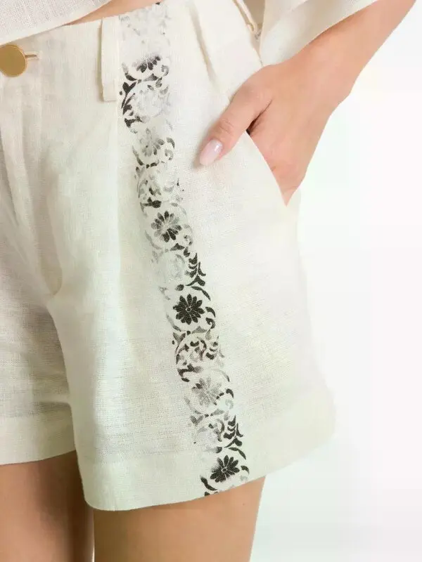 Alberta Ferretti Off-white Floral Print Shorts
